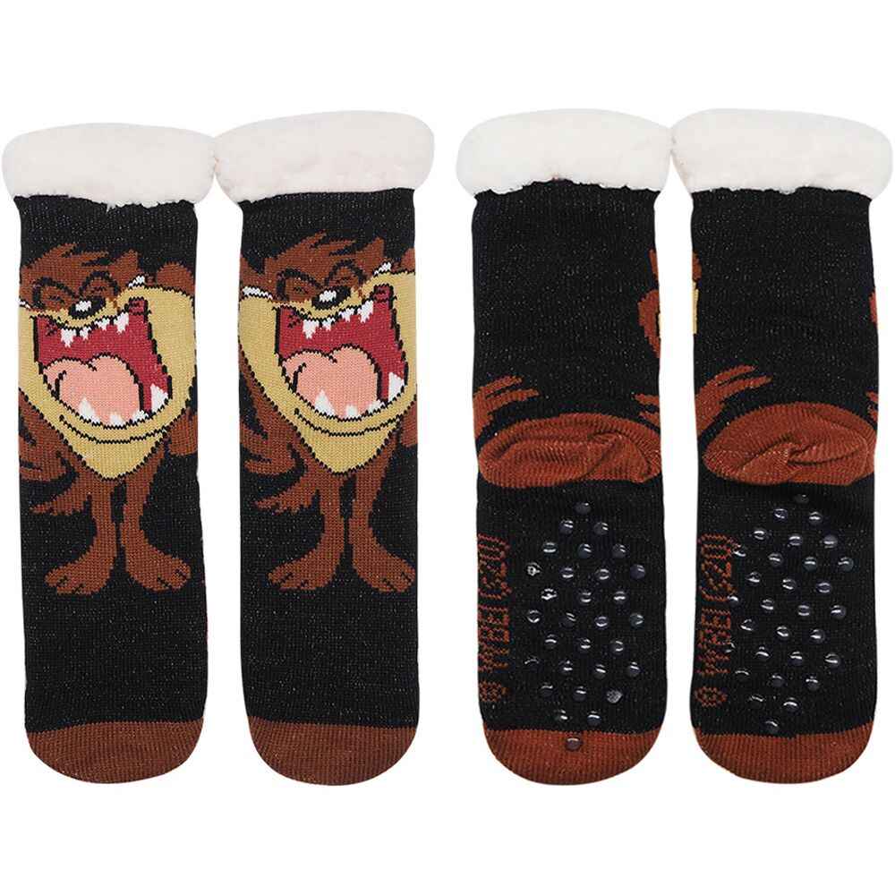 Socks Looney Tunes Taz Black Sherpa Lined Socks – figurineforall.ca