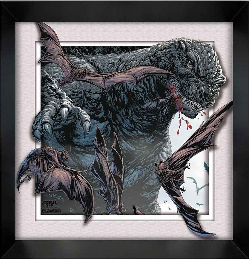 Wall Art Godzilla Bats Swarming 12" x 16" Framed Faux Matte Print Post ...